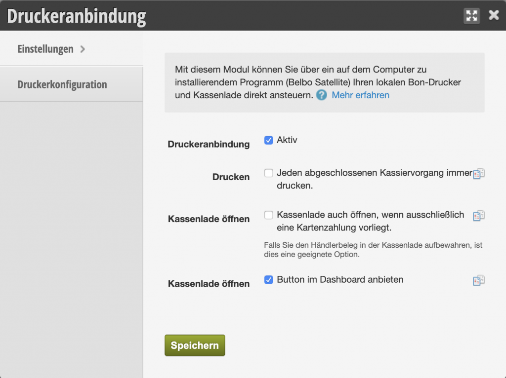 belbo-druckeranbindung-einstellungen | Handbuch
