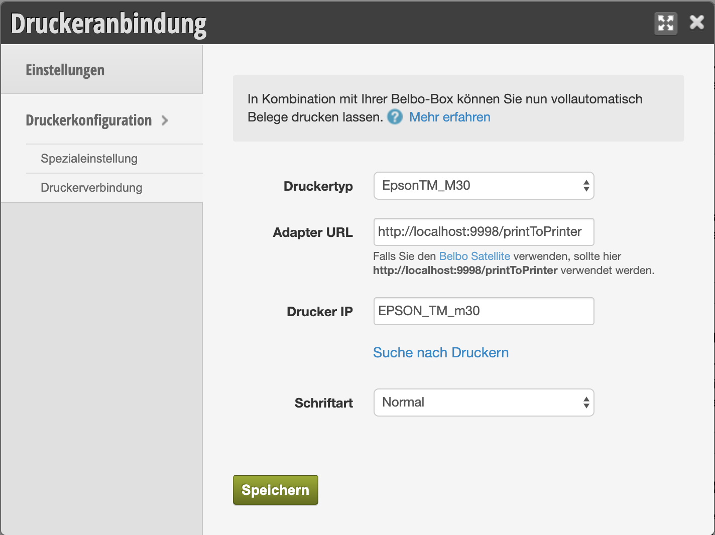 belbo-druckerkonfiguration | Handbuch